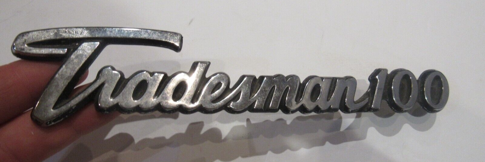 Dodge Tradesman 100 Metal Emblem Badge Script Old Nameplate Vintage ...