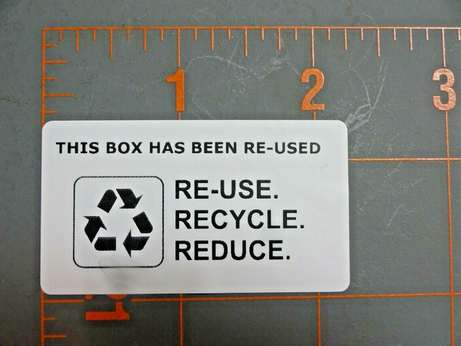 500 qty This Box Has Been Re-used Recycle Reduce Shipping Label ...