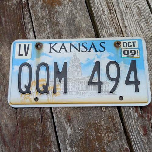 2009 Kansas License Plate - "QQM 494" LV OCT 09 stickers | eBay