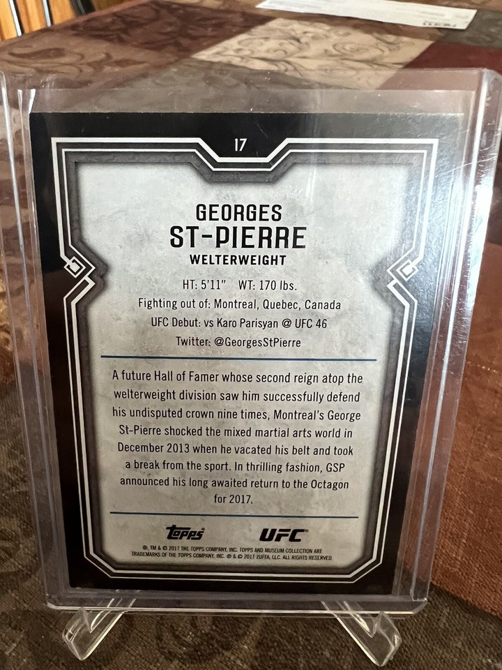 2017 Topps UFC Museum Collection Georges St-Pierre Gold 58/75 #17 | eBay