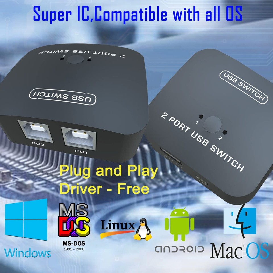 USB Printer Sharing Switch - Printer Splitter for Two Computers,Printer ...