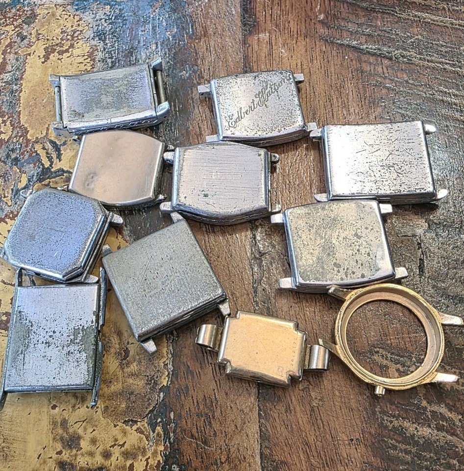 TA4: 93g SCRAP ALL ROLLED GOLD PLATE 30s WRIST WATCH CASE LOT REFINE no ...