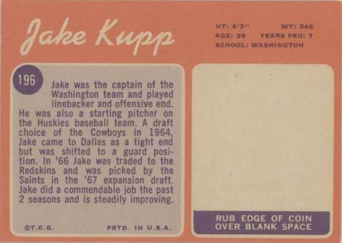 Las mejores ofertas en 1970 Topps Jake Kupp #196 | eBay