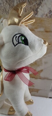 Prancer The Reindeer 11" Plush Toy Stuffed Animal White Gold Kellytoy ...