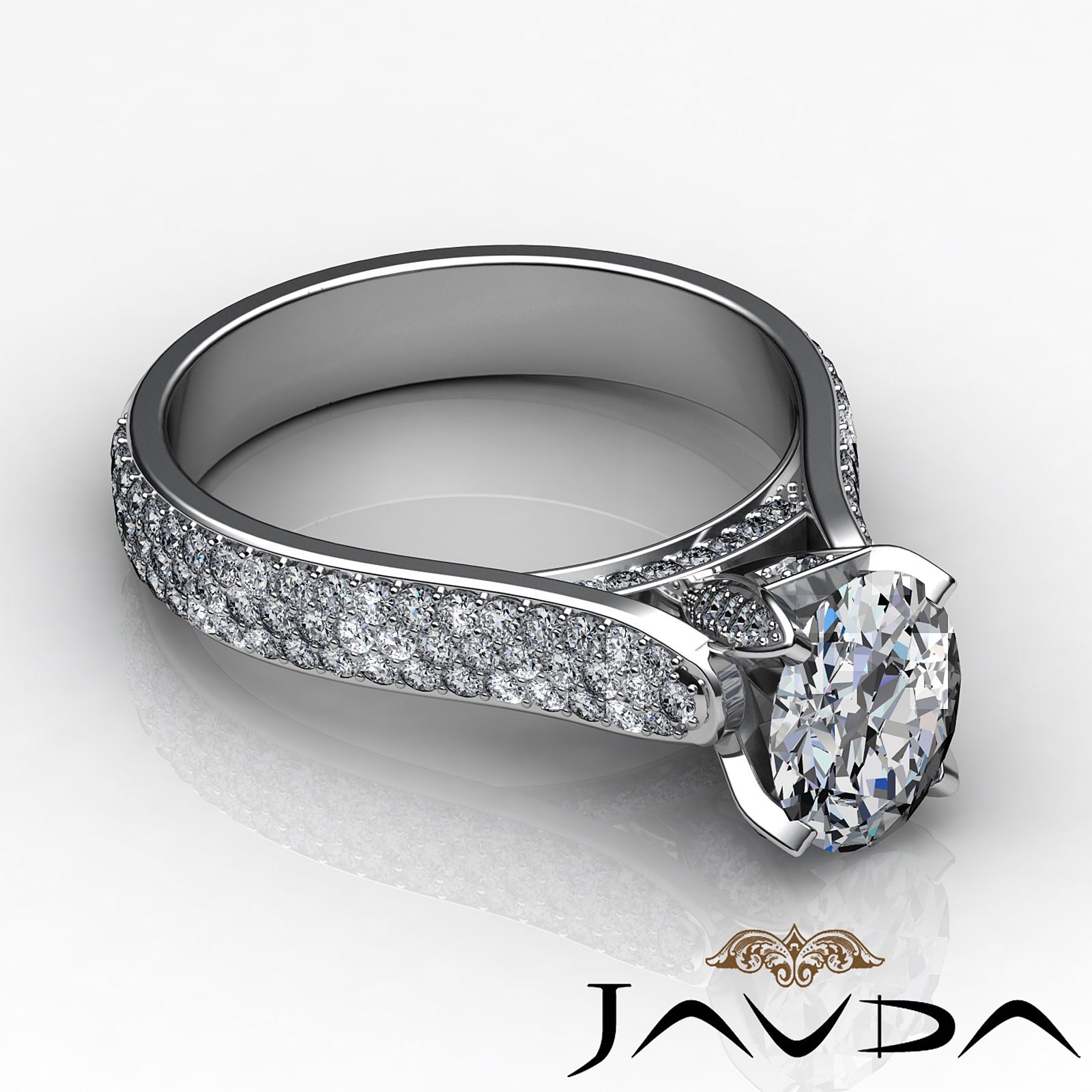 Cathedral Micro Pave Women's Oval Diamond Engagement Ring GIA G Color ...