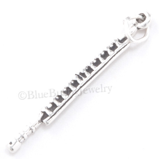 FLUTE Charm Pendant Music School Band Music Instrument STERLING SILVER ...