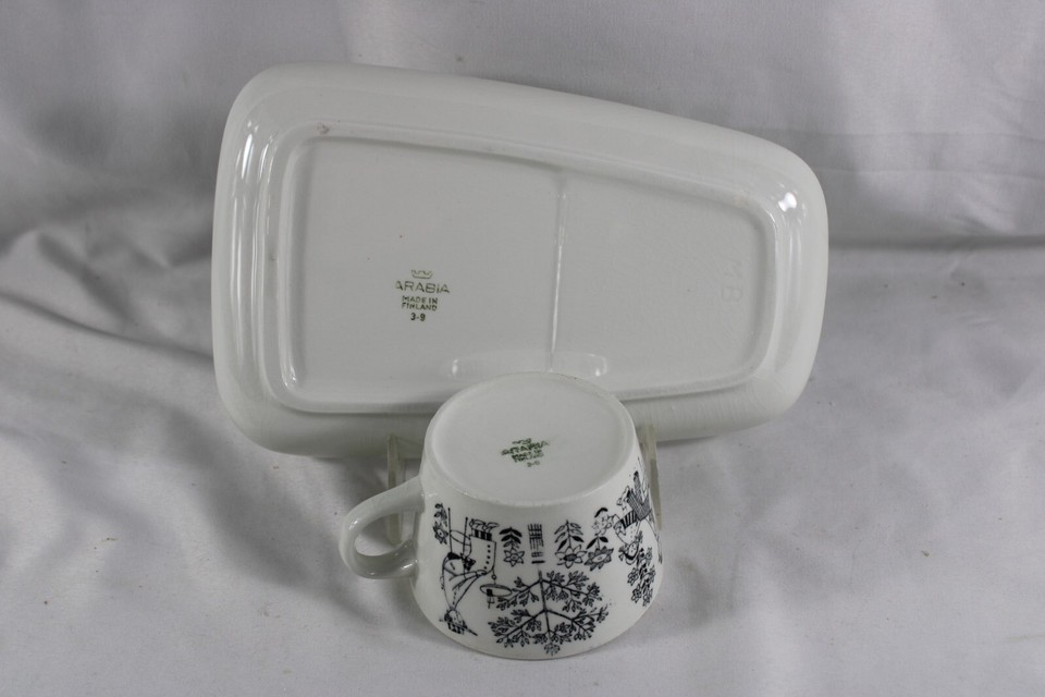 Emilia Coffee Cup Snack Tray Kaj Franck Raija Arabia Finland Black ...