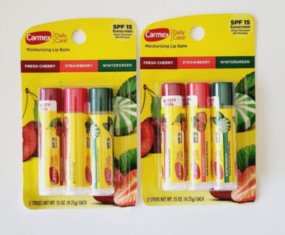 2 Carmex Moisturizing Lip Balm 3 Pack Fresh Cherry Strawberry ...