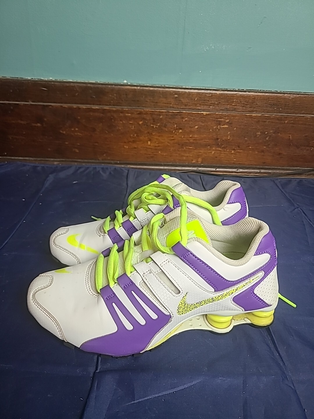 Nike Womens Shox Current Running Shoes White Purple Volt 639657-105 ...