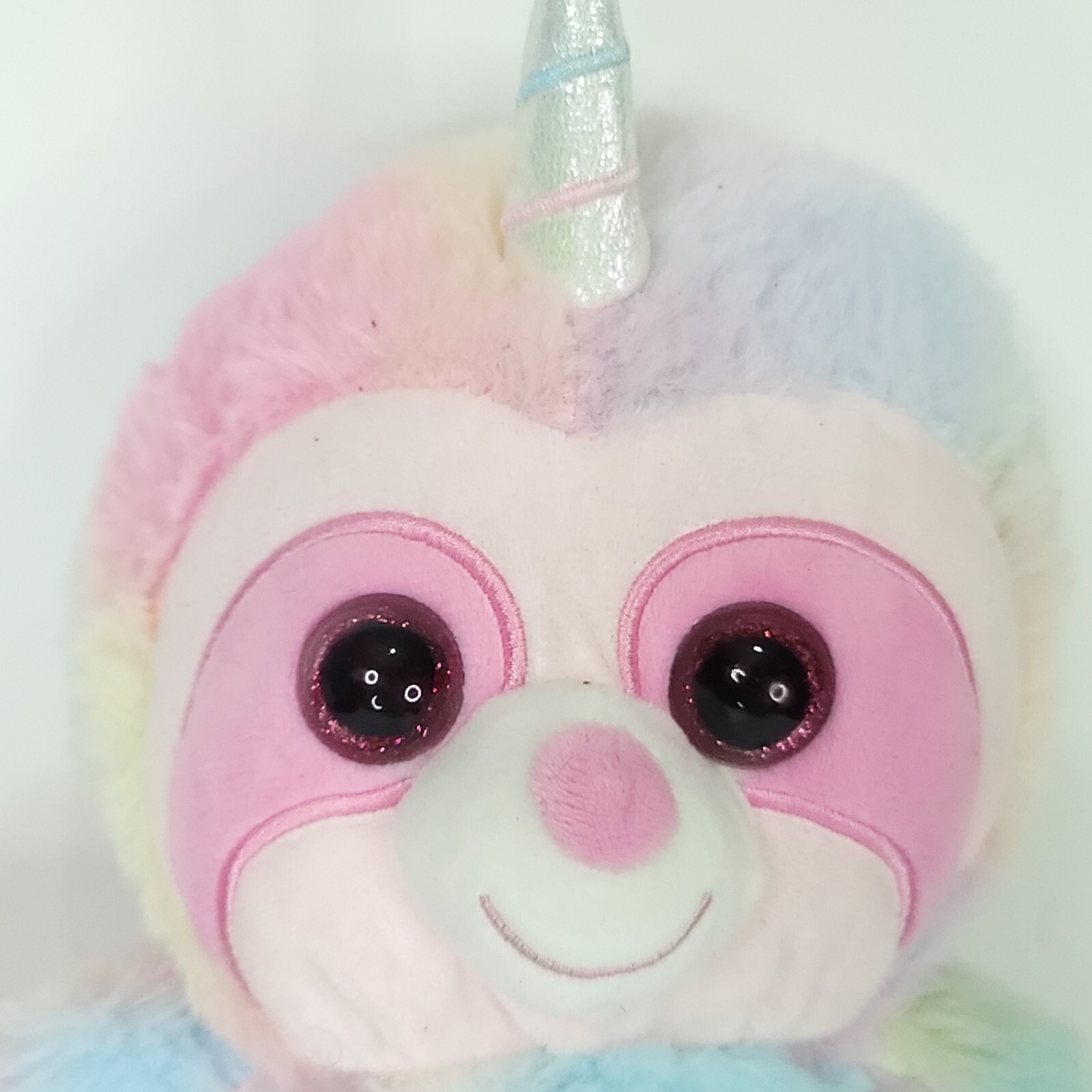 Rainbow Sloth Plush Glitter Pink Eyes Stuffed Animal 11" Glitter Horn ...