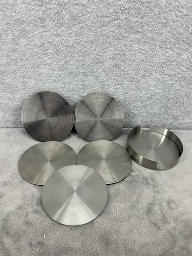 5 Round Stainless Steel Coaster Set, Perfect for Tables, Counters, Etc ...