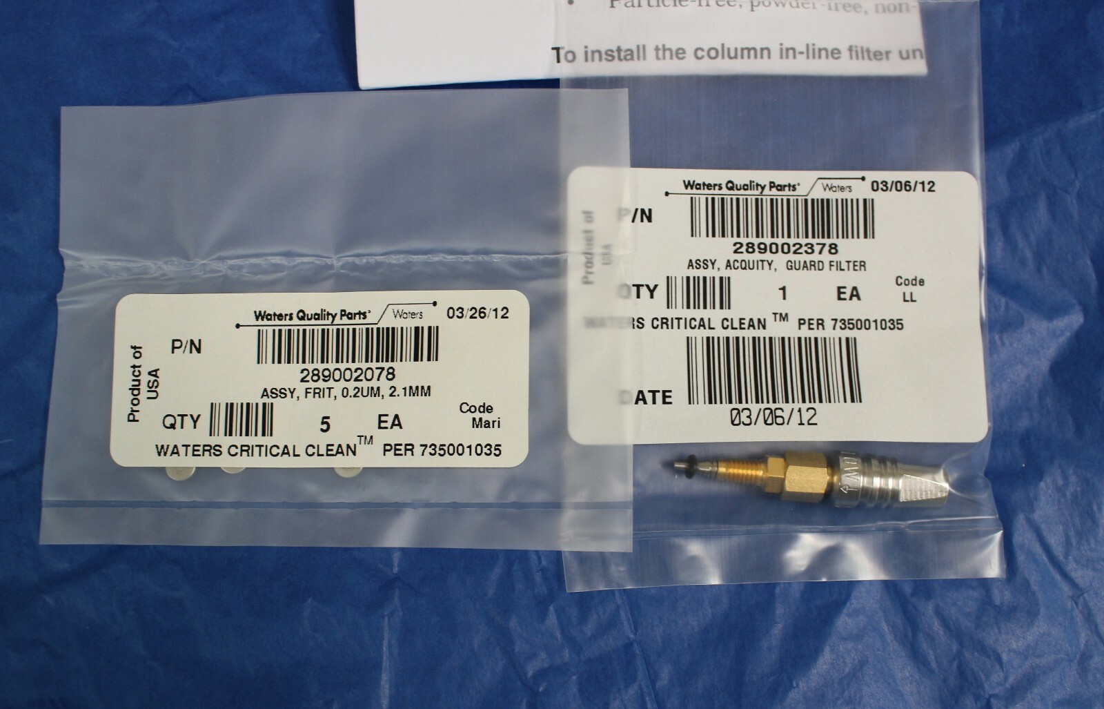 New! Waters Quality Parts Kit--ACQUITY Column In-Line Filter 205000343 ...