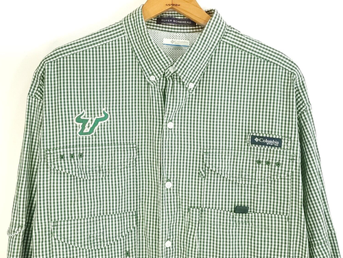 USF Bulls Columbia PFG Shirt Men's Large Super Bonehead Green White ...