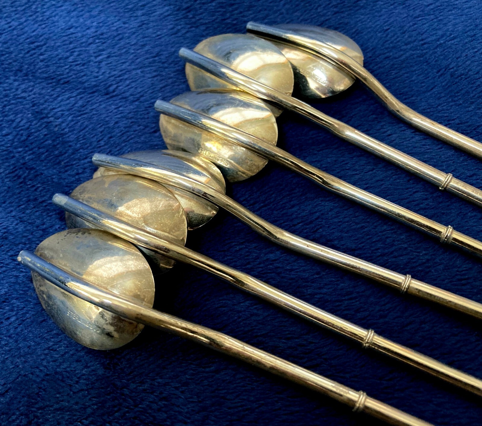 Set of 6 Vintage Mid 50's .950 Sterling Silver Sipper Straw Tea Spoons ...