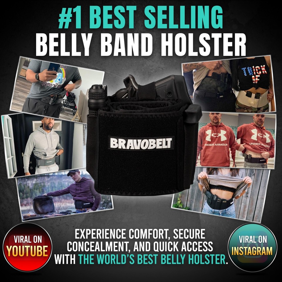 BRAVOBELT Belly Band Holster for Concealed Carry - for 9mm firearms ...