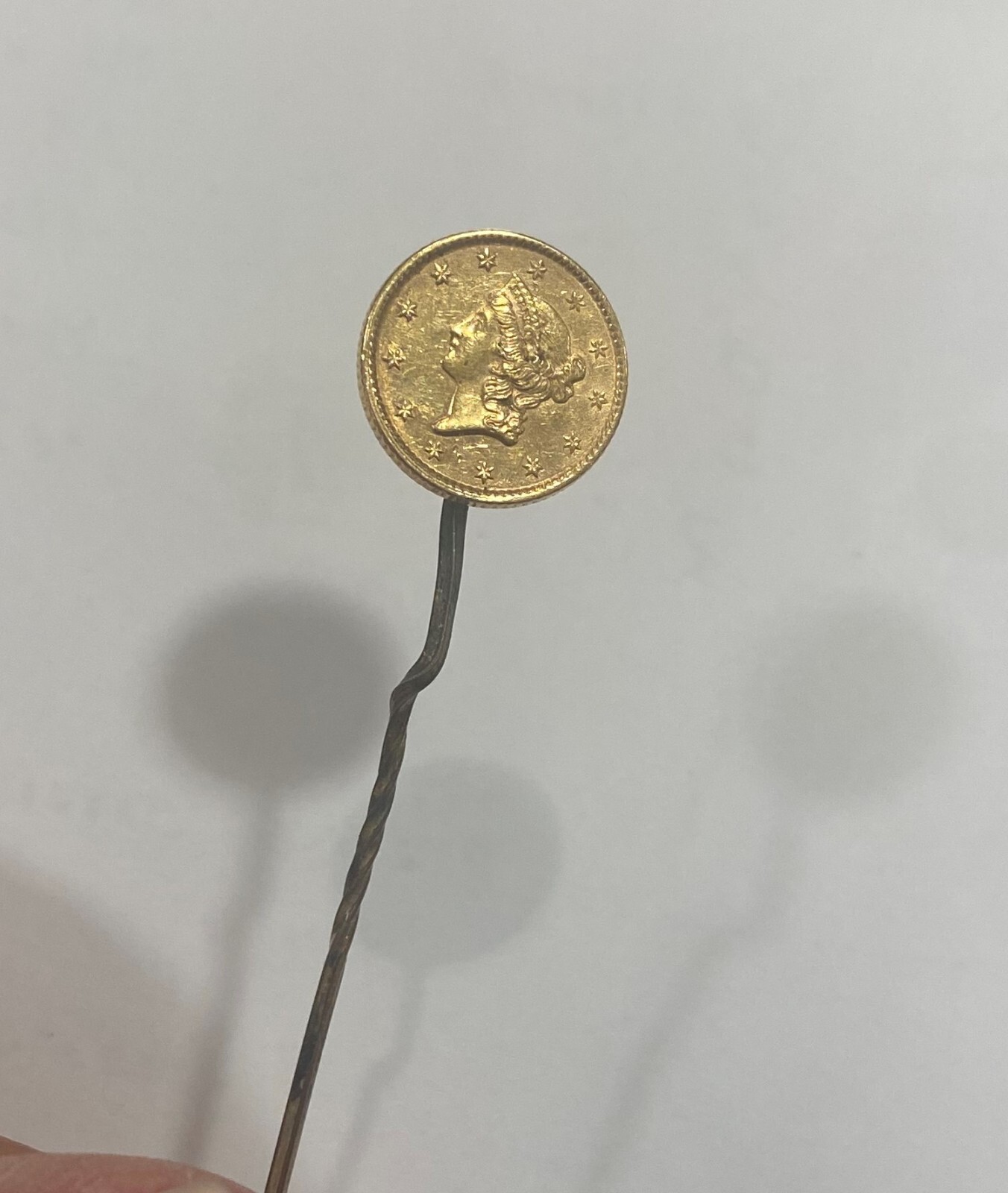 1853 One Dollar Gold Stick Pin* - Gem