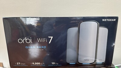 Netgear Orbi (RBE973) BE27000 Mesh 970 Series Quad-Band WiFi 7 Mesh , 3 ...