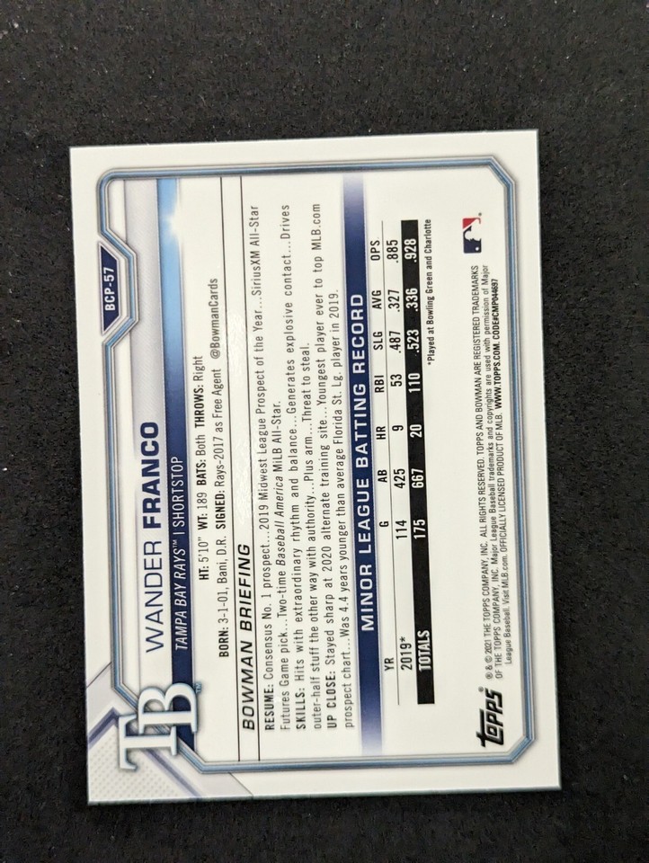 Wander Franco 2021 Bowman Chrome RARE MOJO Refractor Rookie Card RC # ...