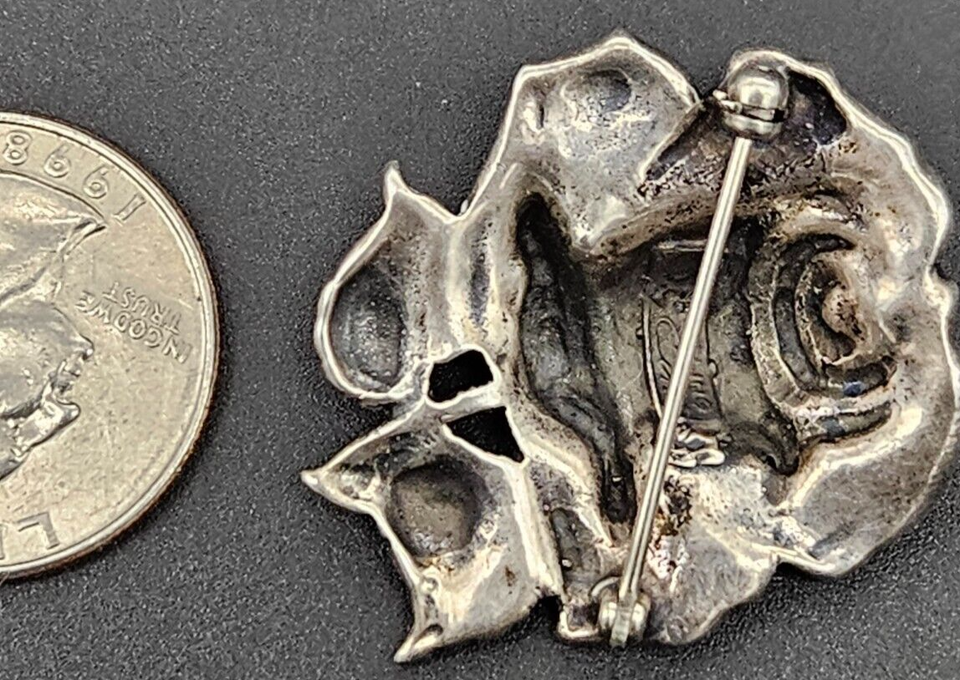 Vintage Cini Designer 1 5/8" Sterling Silver Rose Flower Brooch Pin | eBay