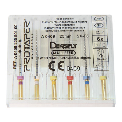 Dental Dentsply Protaper Universal NiTi Files 25mm SX-F3 6pcs of Pack ...