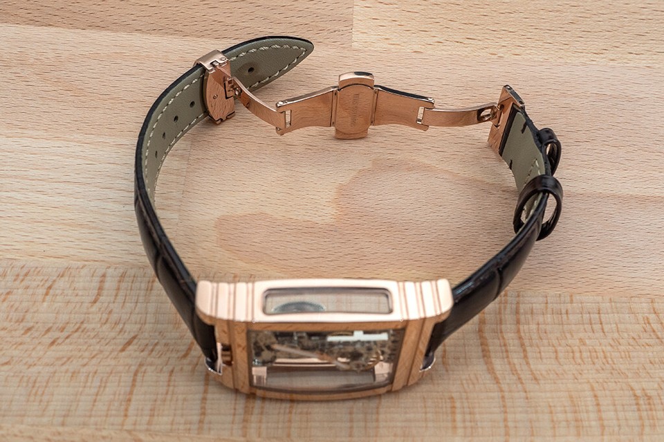 Mens Bridge Manual Mechanical Watch - Rose Gold Brown Leather Diasteria ...