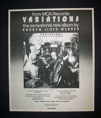 Andrew Lloyd Webber Variations 1978 Poster Type Advert, Promo Ad | eBay