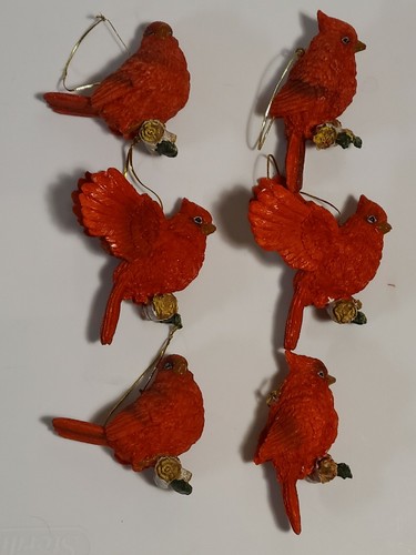 6 Cardinal Bird Ornaments | eBay
