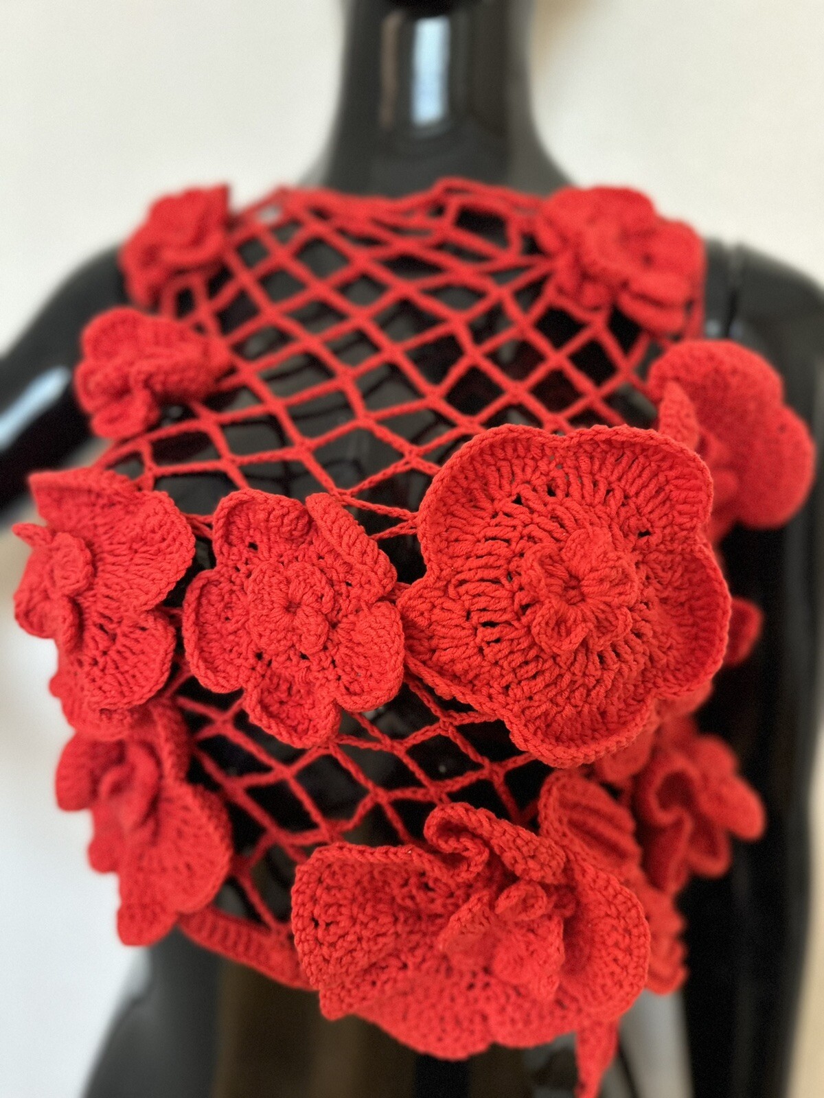 Red Crochet Floral Top, Hand Woven Top, Possible In Other Colors | eBay