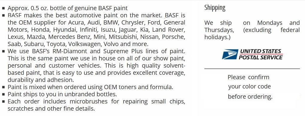 BASF(OEM) Touch Up Paint Bottle for BMW Barcelona Blue Metallic *C38 ...
