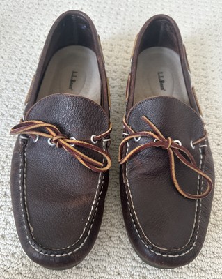 LL Bean Handsewn Moccasins Camp Moc Boat Shoe Leather Dark Brown Men's ...