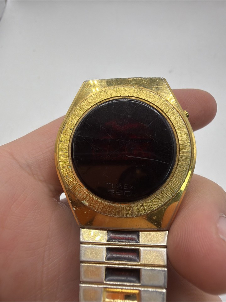 Timex 202 LED Men's Vintage Digital Watch Gold Tone SSO! | eBay