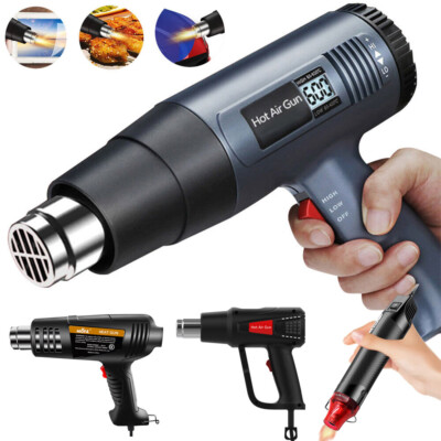 2500W Heat Gun Hot Air Gun Adjustable Temperature LCD Display Nozzles ...