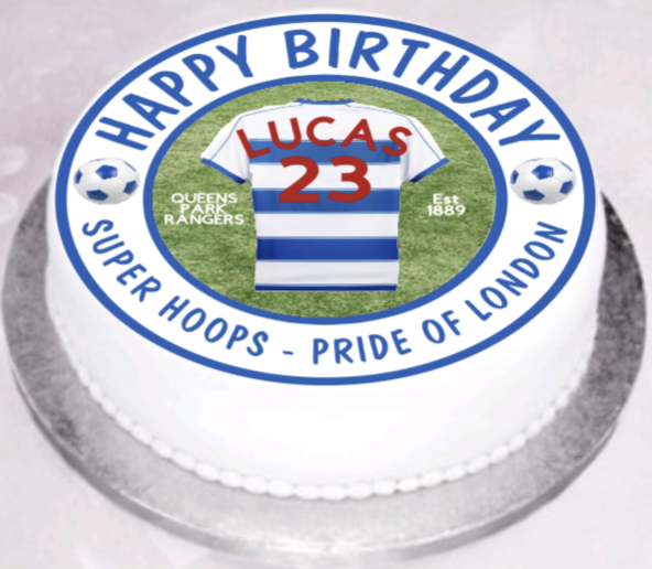 QPR PERSONALISED QUEENS PARK RANGERS SHIRT ON GRASS EDIBLE ICING CAKE ...