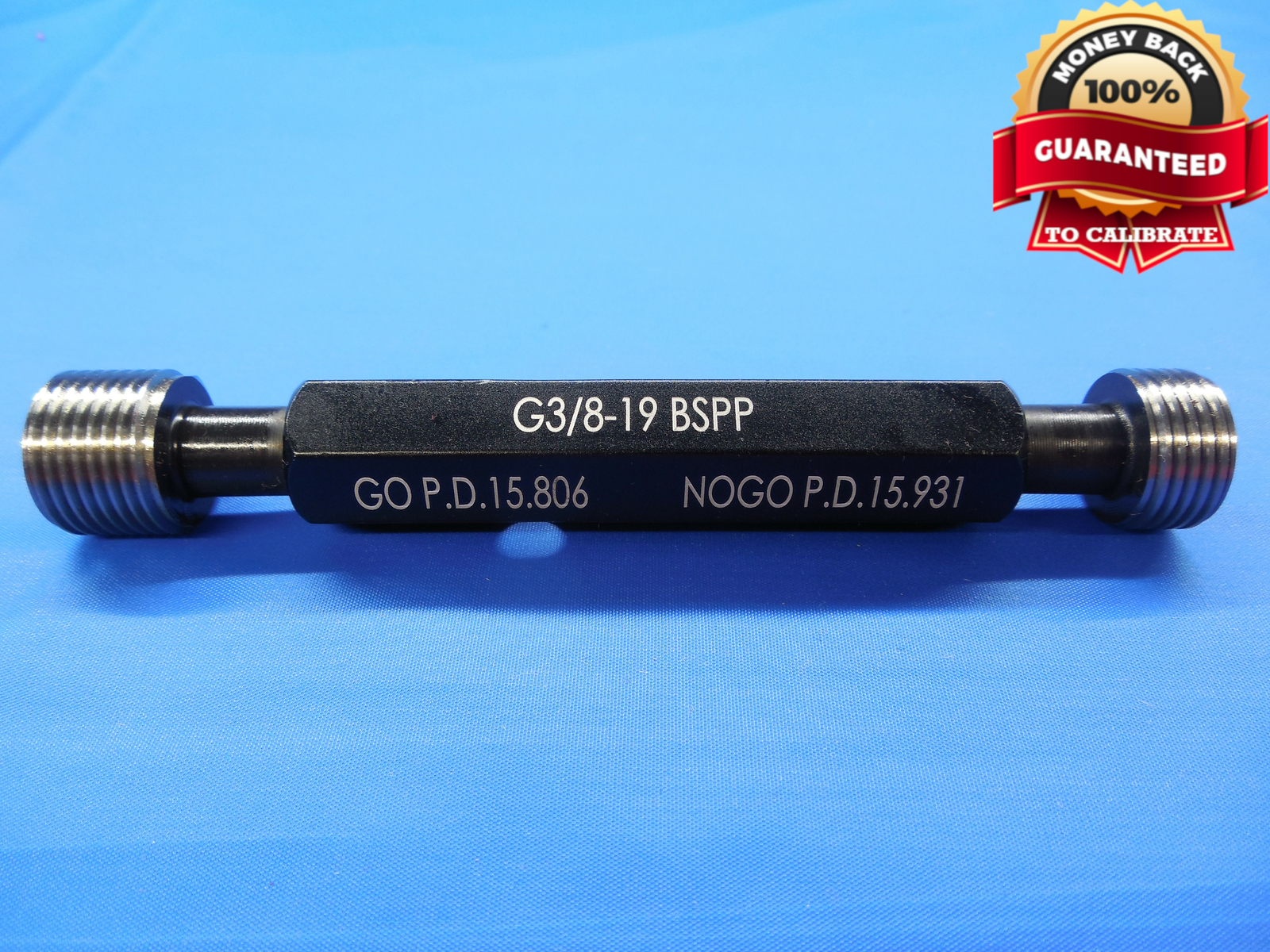 NEW G 3/8 19 BSPP PIPE THREAD PLUG GAGE .375 GO NO GO PDS = 15.806 & 15 ...