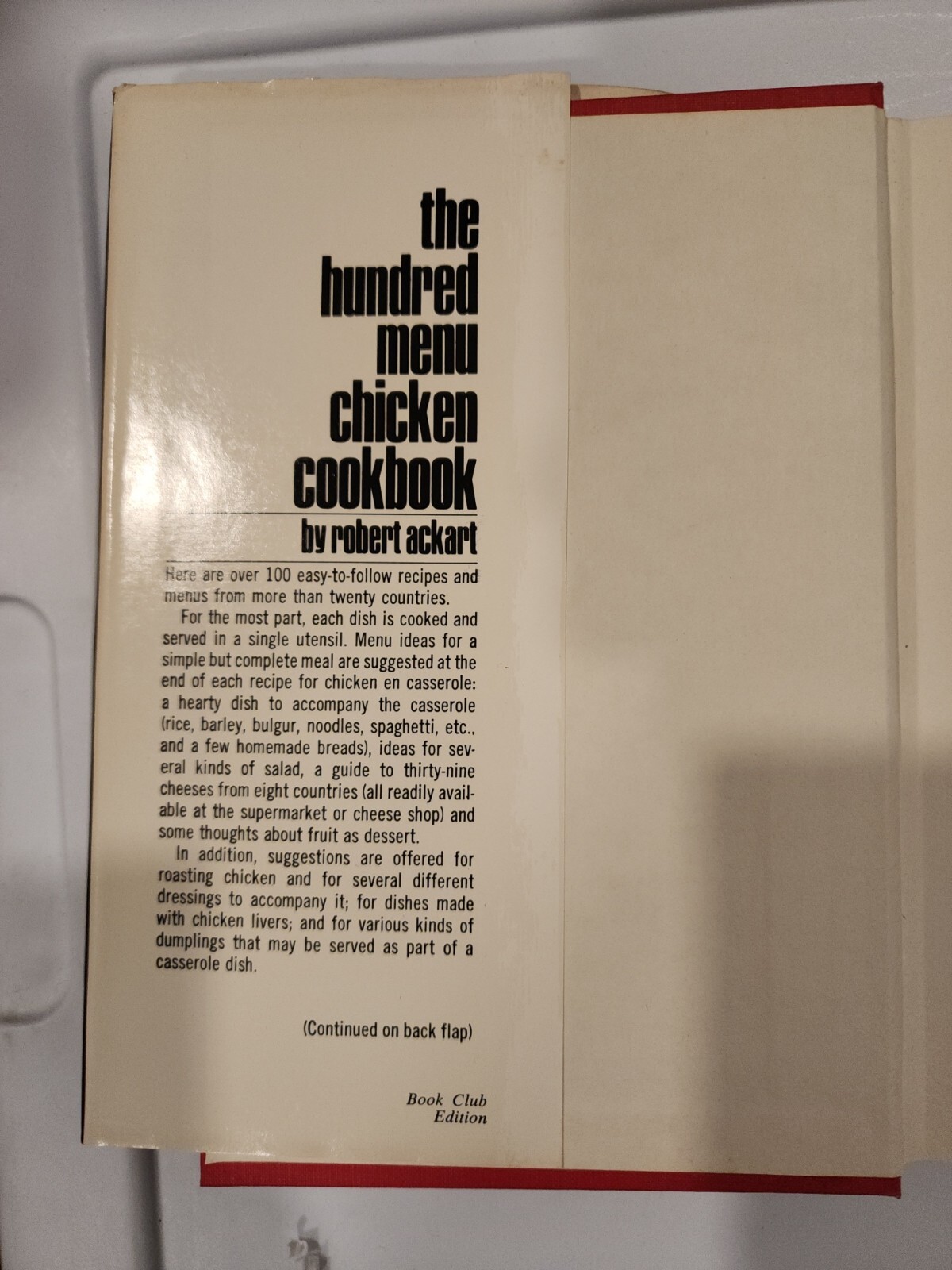 The Hundred Menu Chicken Cookbook by Ackart, Robert 1972 Vintage HC DJ ...
