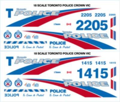 1/18 SCALE TORONTO POLICE DECALS - FOR 2 CARS - FORD CROWN VICTORIA | eBay