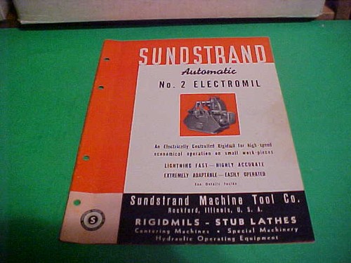 VINTAGE INDUSTRIAL MACHINE CATALOG SUNDSTRAND AUTOMATIC NO. 2 ...