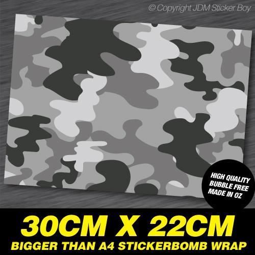 STICKER BOMB CAMO GREY PATTERN SHEET WRAP 300MM X 220MM | eBay