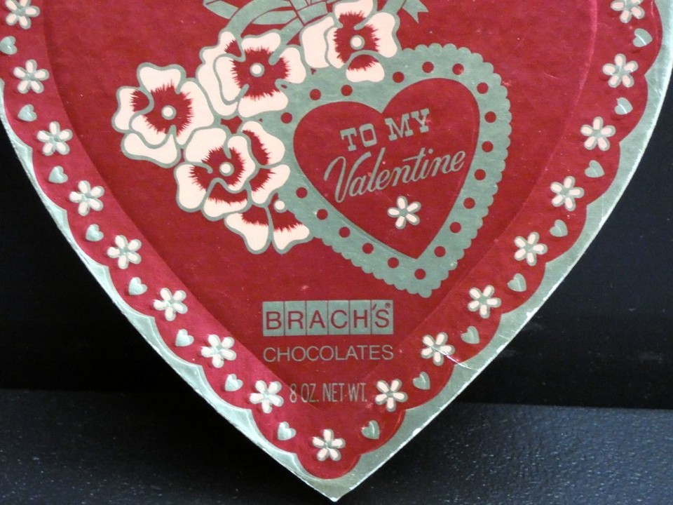 Vintage Valentine's Day Fancy Heart Candy Box Foil To My Valentine ...