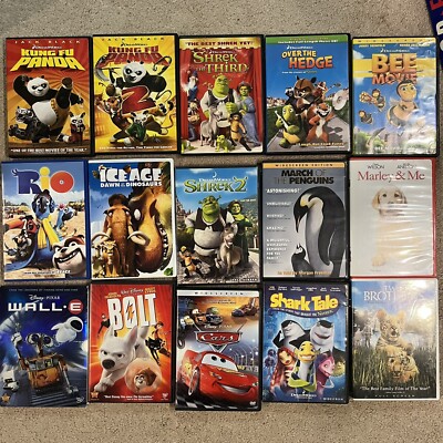 Kids Family 32 Lot Movies Toy Story Ice Age Shriek Pixar Disney Lion ...