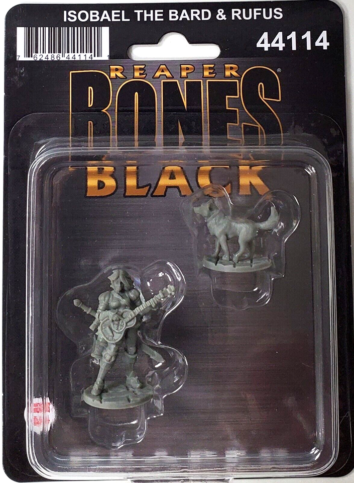 ISOBAEL THE BARD AND RUFUS Reaper Miniatures Bones Black REM44114 D&D ...