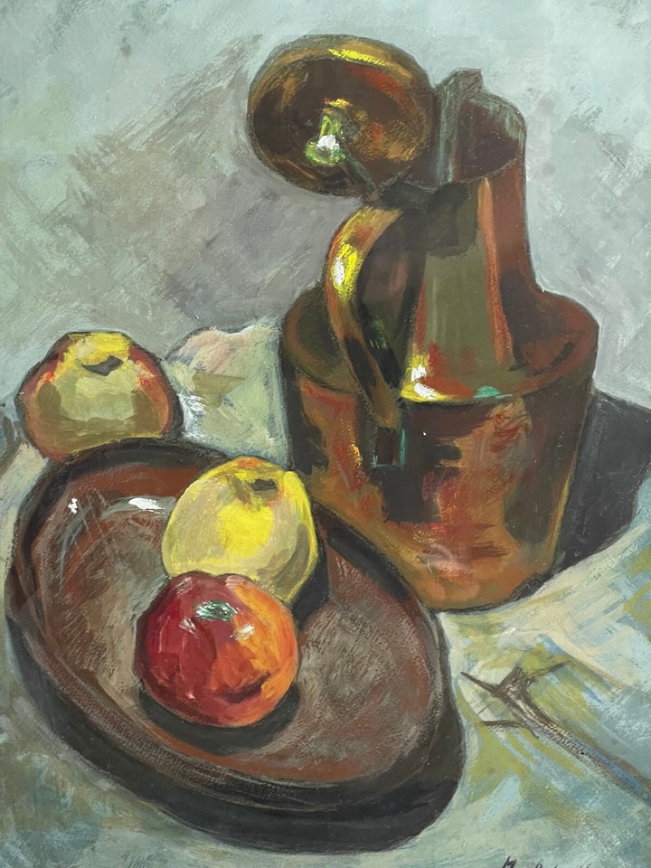 Superb Painting Signed Large Still Life Pitcher & Fruits With Frame | eBay