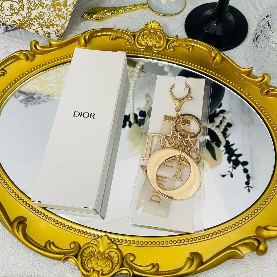 Dior Charm Gold Lucky Logo design Keychain Gift NEW Key chain With Box ...