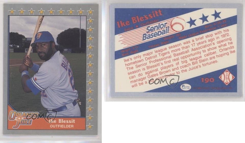 1990 Pacific Senior Professional Baseball Association Ike Blessitt #190 ...