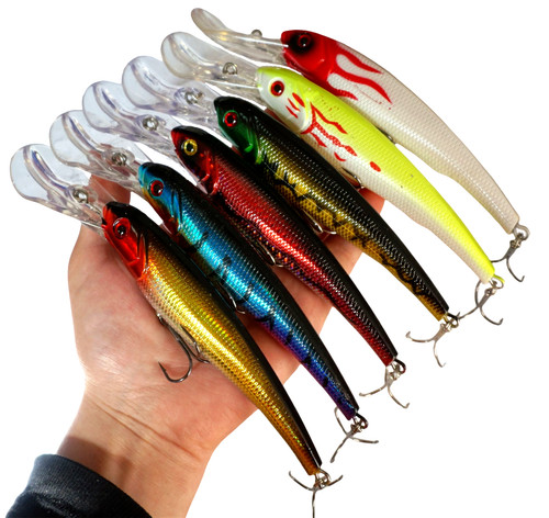 6PCS Fishing Lure Big Minnow Sinking Deep Diving Baits 28.5g Crankbait ...