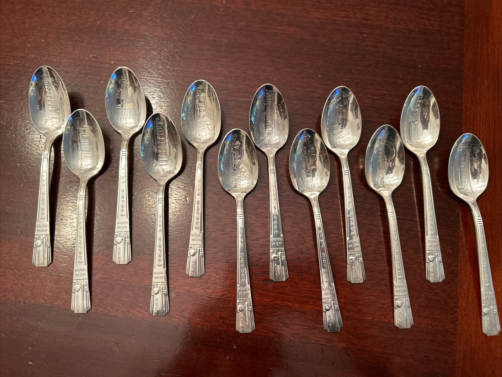 Set of 12 Buildings 1939 NEW YORK WORLDS FAIR SPOONS Wm. Rogers | eBay