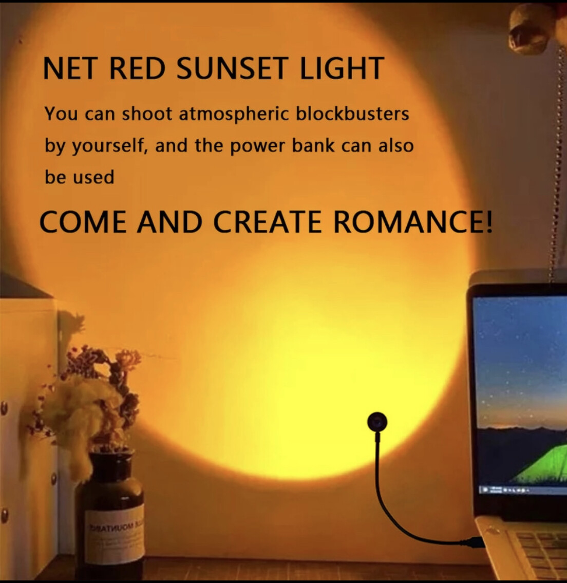 USB Rainbow Night Light Sunset Lamp Atmosphere Projector Home Decor ...