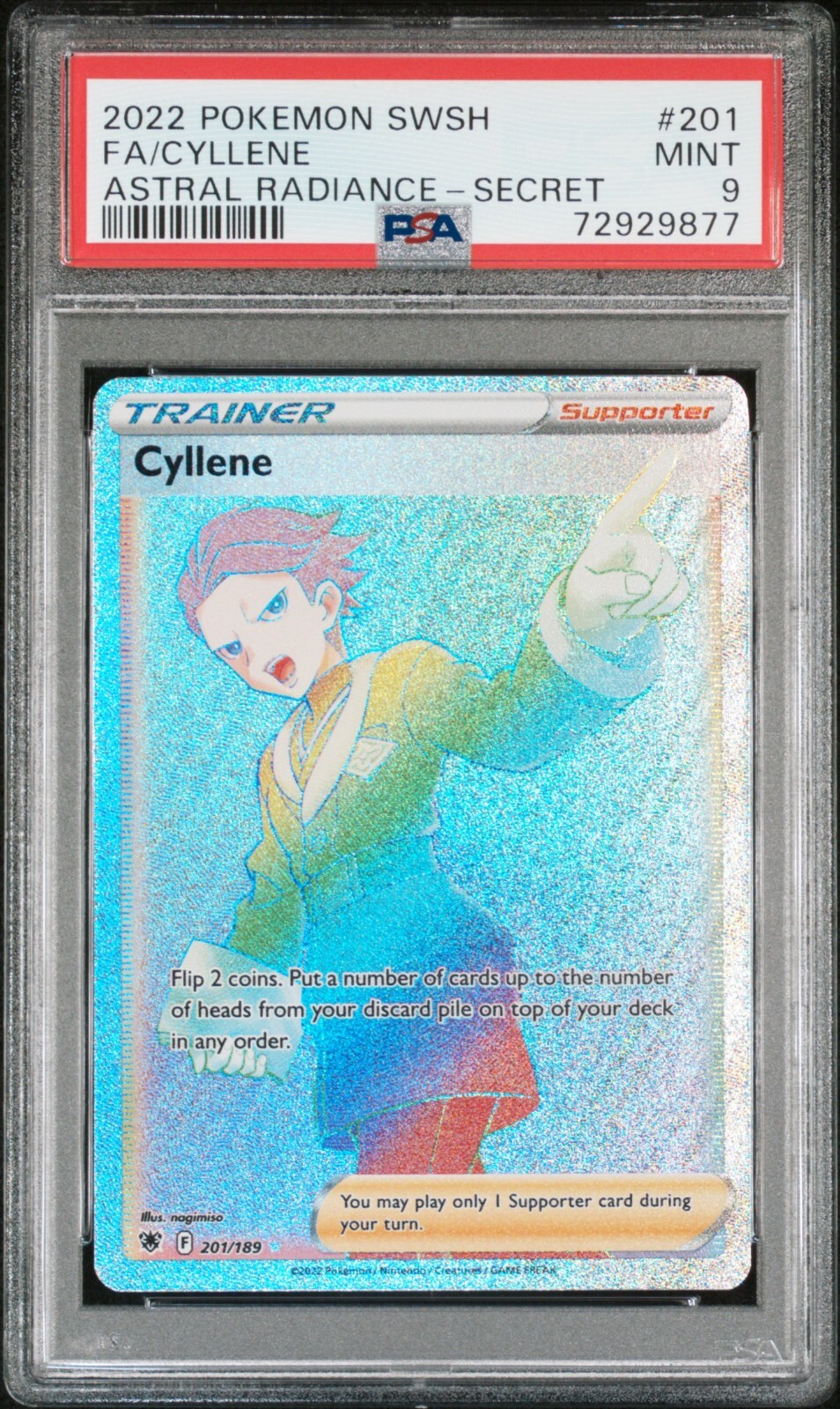 PSA 9 MINT Cyllene 201/189 Astral Radiance Secret Rare Trainer Holo Pokémon 2022 | eBay