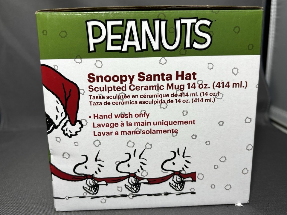 NEW Peanuts Christmas Snoopy santa Hat Sculpted Head Ceramic Coffee Mug ...