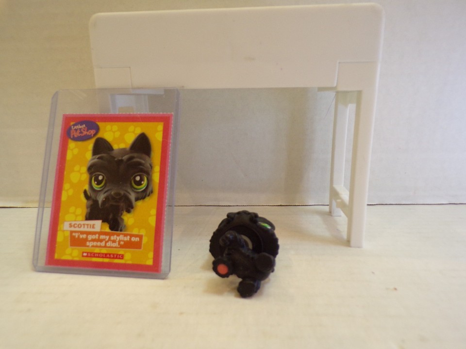 Littlest Pet Shop Pet~#1156~Scottish Terrier~Dog~Black~Green Dot Eyes ...